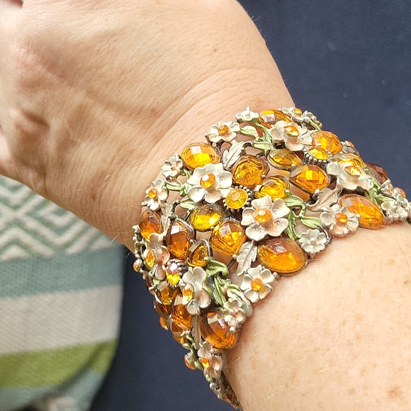 Charming Charlie | Accessories | Bling Flower Cuff Bracelet | Poshmark
